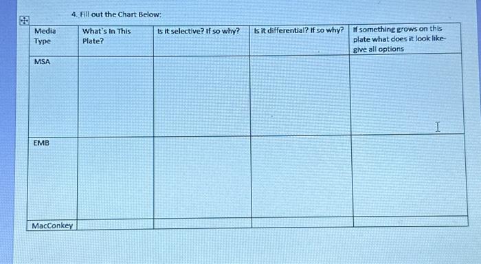 Solved Media Type MSA EMB 4. Fill out the Chart Below: | Chegg.com