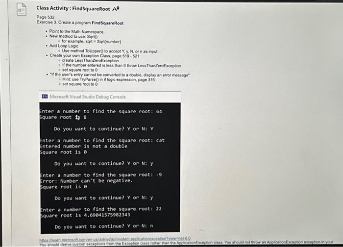 Solved Class Activity: FindSquareRoot Page 532 Exercise 3. | Chegg.com