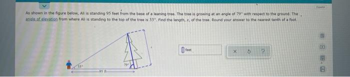 Solved As shown in the figure below, All is standing 95 feet | Chegg.com