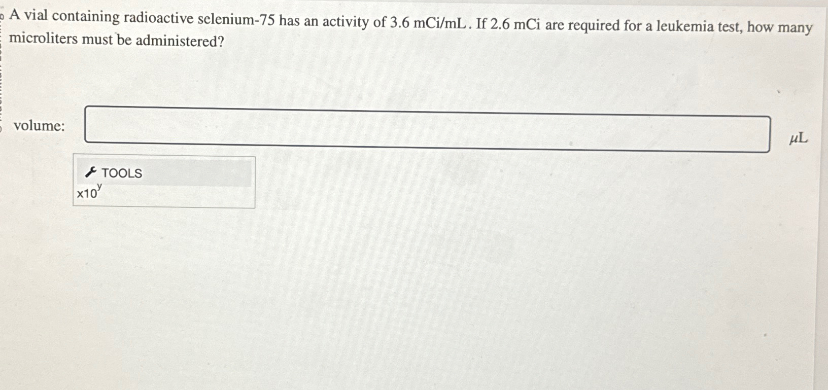 Solved A vial containing radioactive selenium-75 ﻿has an | Chegg.com