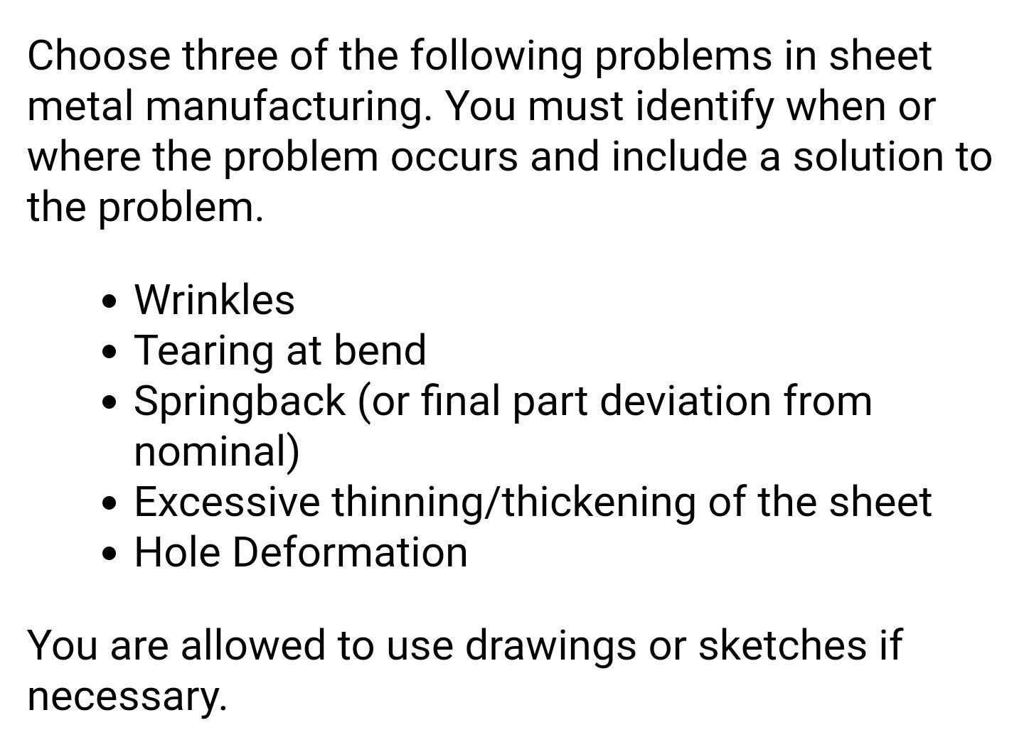 Solved Choose three of the following problems in sheet metal | Chegg.com