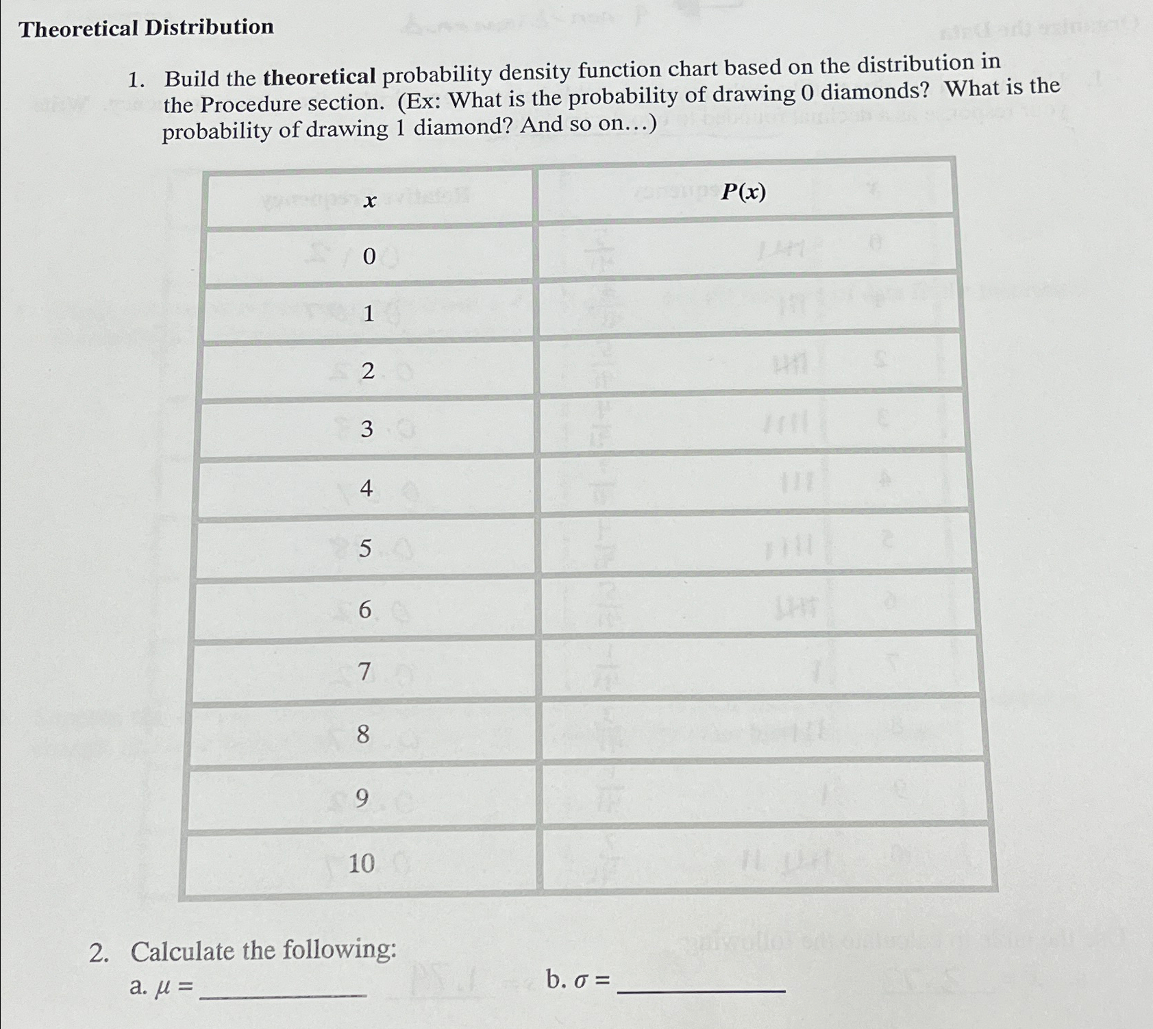 Theoretical DistributionBuild the theoretical | Chegg.com