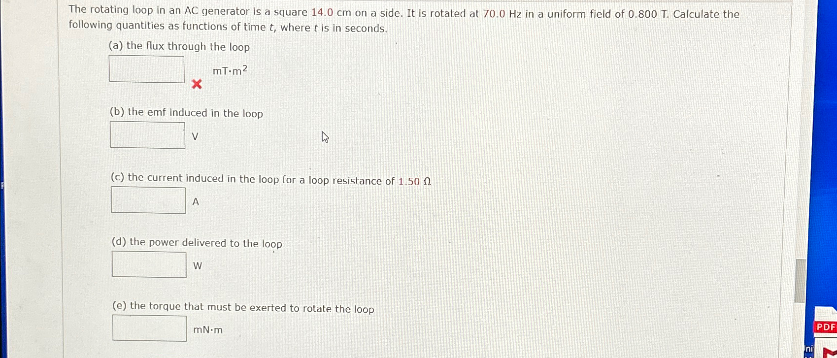 Solved The rotating loop in an AC generator is a square | Chegg.com