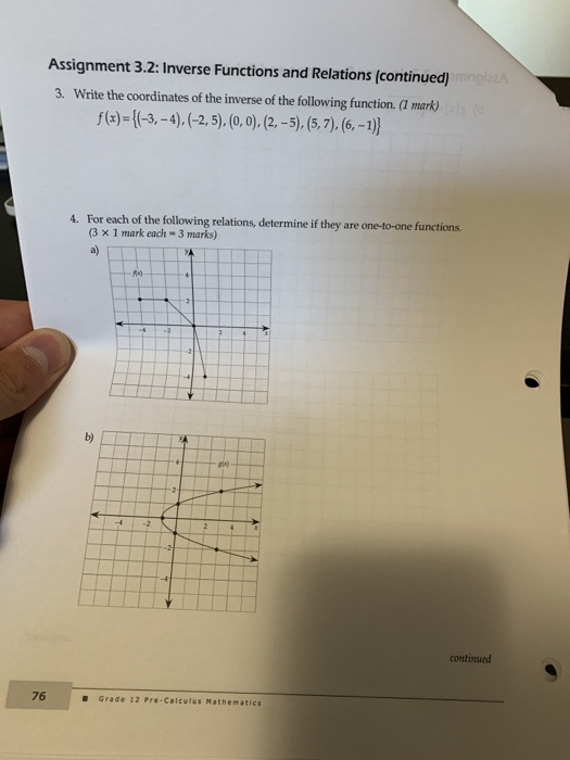 Solved Assignment 3.2: Inverse Functions and Relations | Chegg.com
