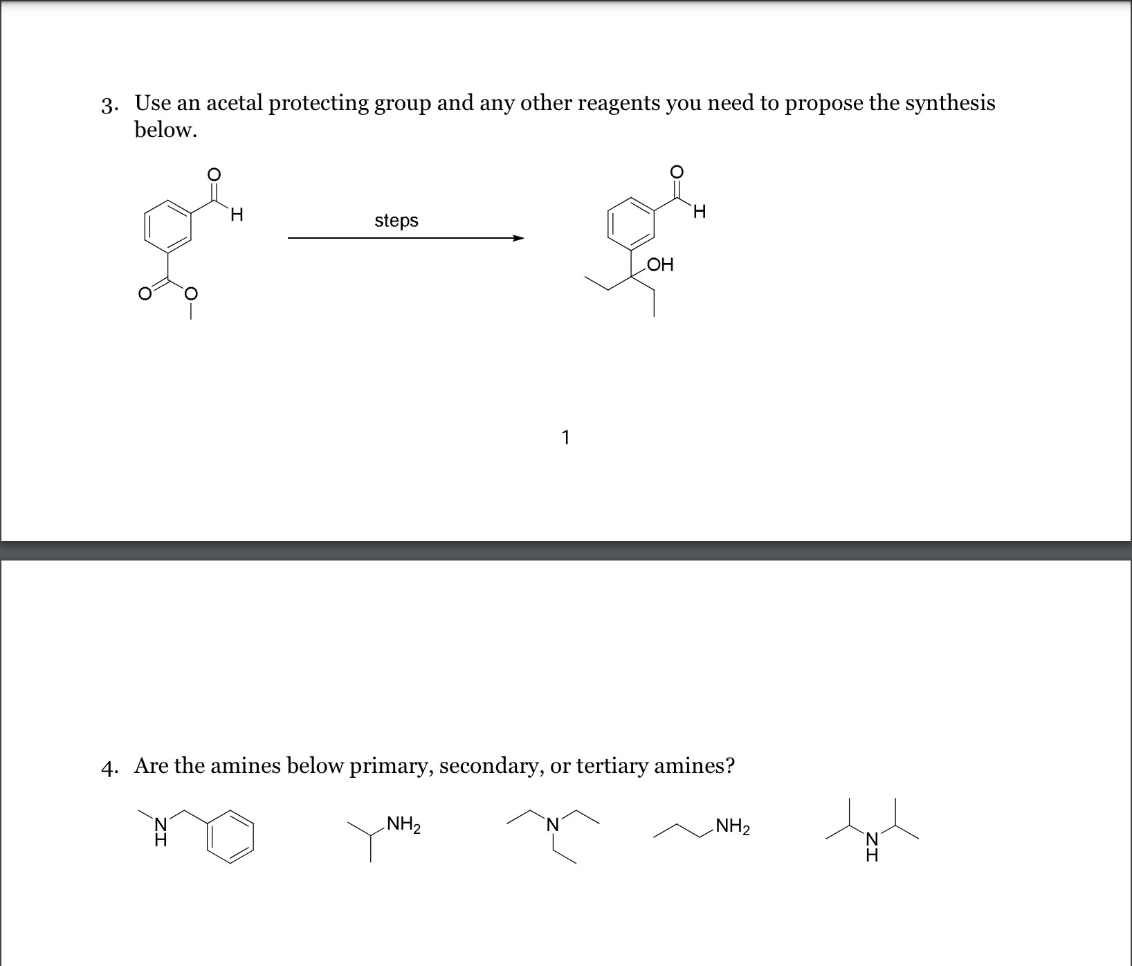 Solved Use an acetal protecting group and any other reagents | Chegg.com