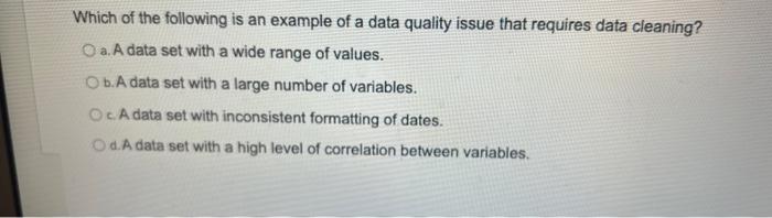 Solved Which of the following is an example of a data | Chegg.com