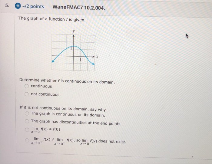 Solved The graph of a function f is given. Determine whether | Chegg.com