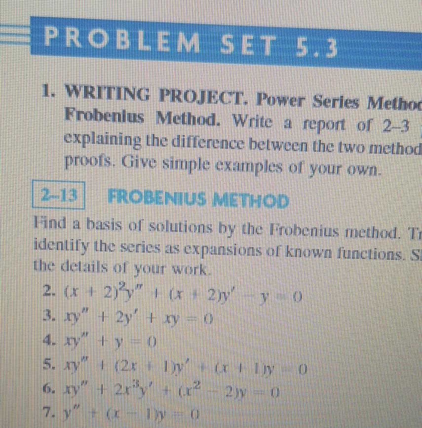 Solved PROBLEM SET 5,3 1. WRITING PROJECT. Power Series | Chegg.com