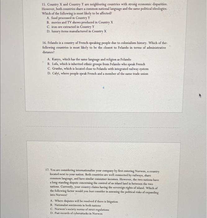 15. Country X and Country Y are neighboring countries | Chegg.com