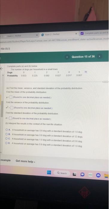 Solved Frid tha mean of the probabicy desibuton. Fhecind fo | Chegg.com