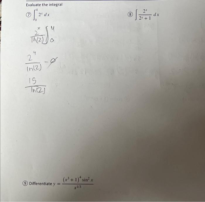 Solved Evaluate the integral (7) ∫042xdx (8) ∫2x+12xdx | Chegg.com