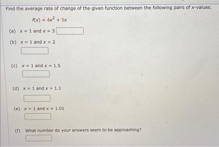 Solved Find the average rate of change of the given function | Chegg.com