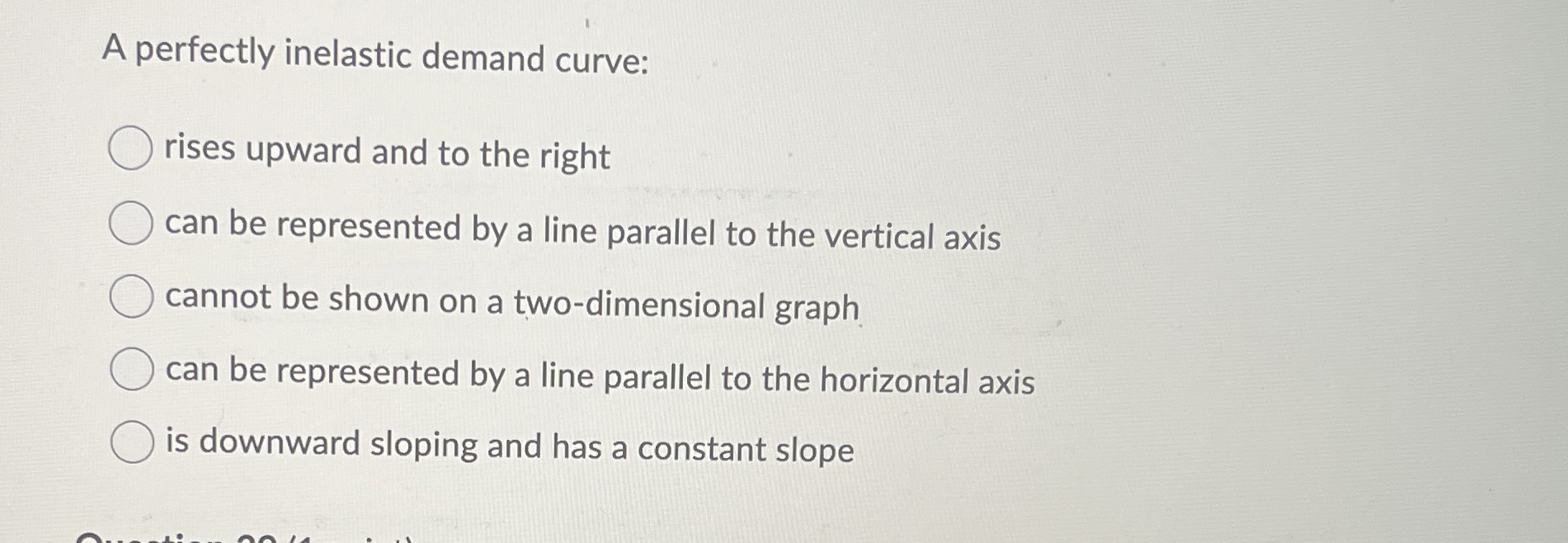 Solved A perfectly inelastic demand curve:rises upward and | Chegg.com