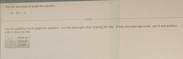 Solved Plot the intercepts to graph the equation 4x−8y=−8 | Chegg.com