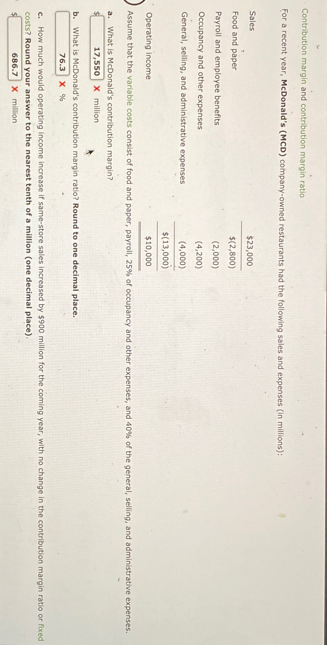 Solved Contribution Margin And Contribution Margin Ratiofor