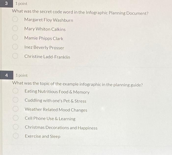 Solved 3 1 point What was the secret code word in the | Chegg.com