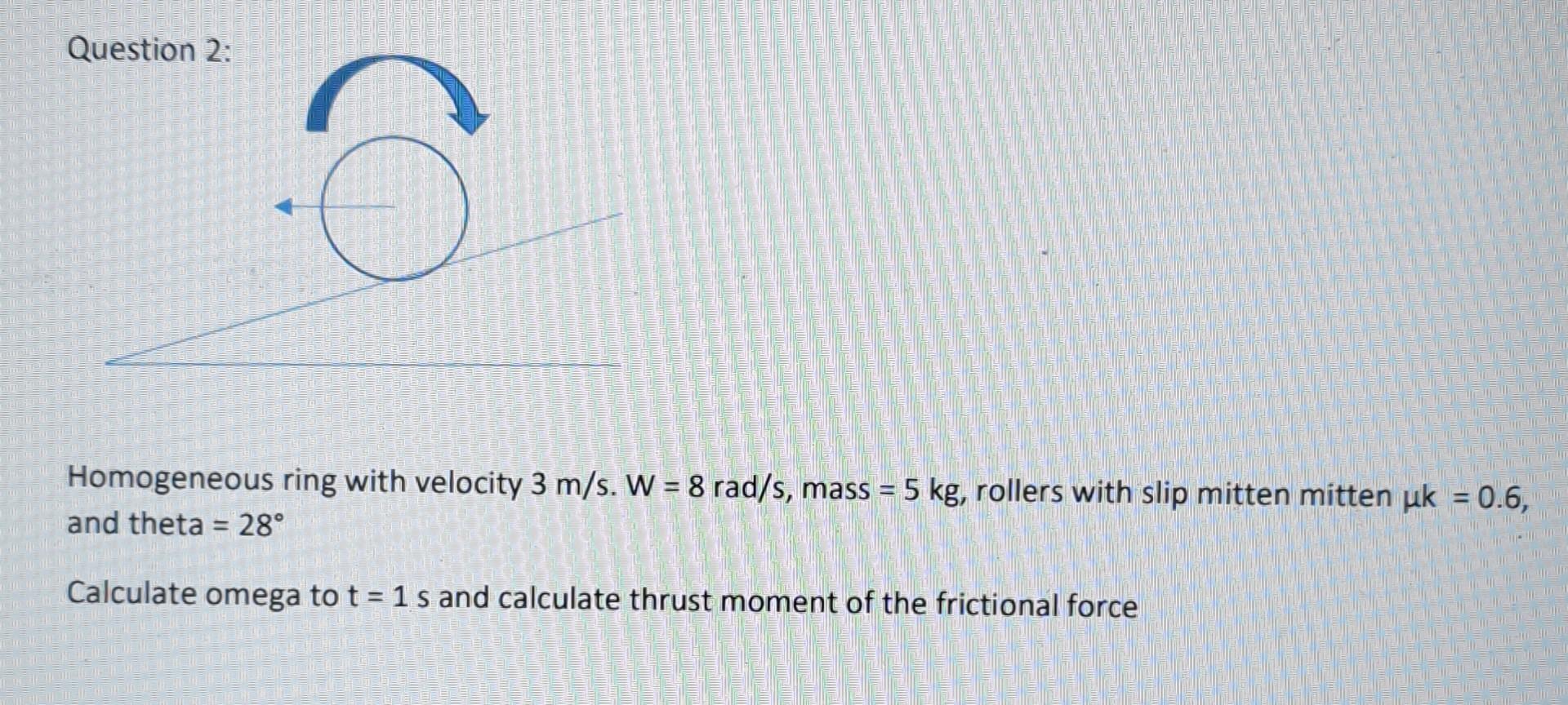 Solved Ques Homogeneous ring with velocity 3 m/s.W=8rad/s, | Chegg.com