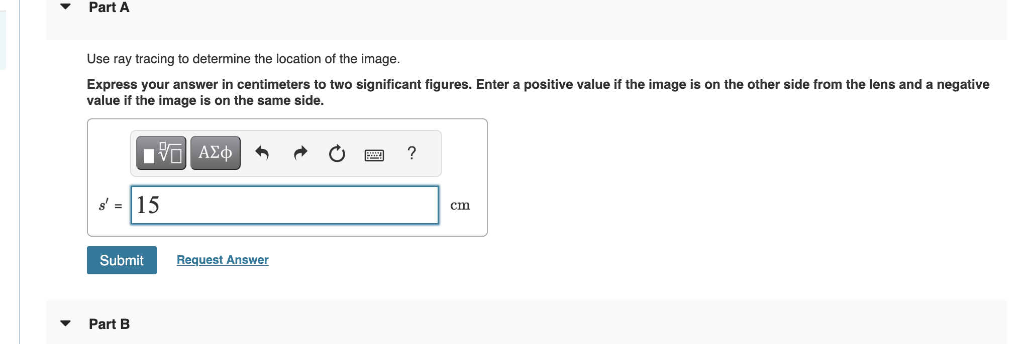 Solved Part AUse ray tracing to determine the location of | Chegg.com
