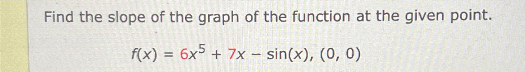 Solved Find the slope of the graph of the function at the | Chegg.com