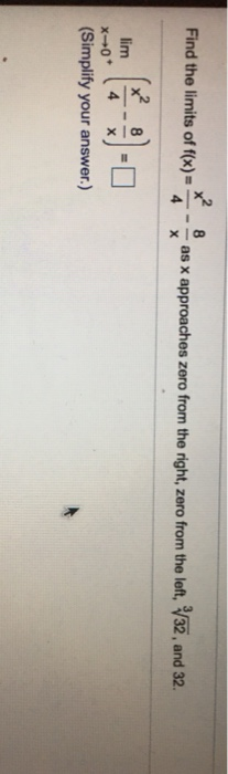 Solved Find the limits of f(x)=-- as x approaches zero from | Chegg.com