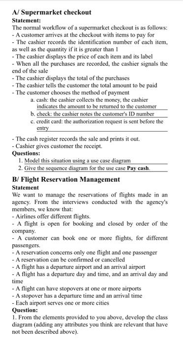 Solved A/ Supermarket checkout Statement: The normal | Chegg.com