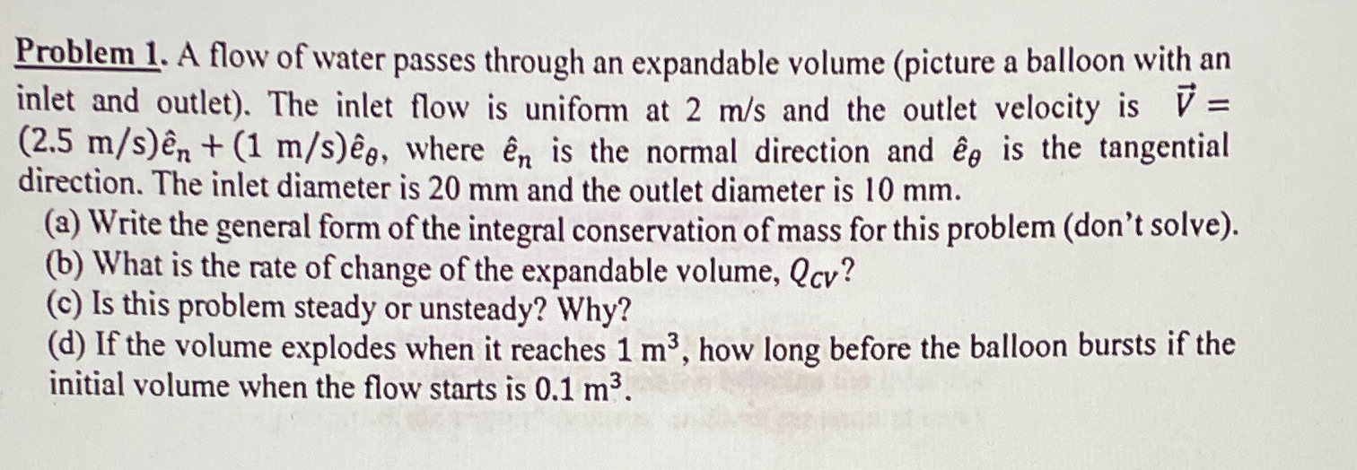 Solved Problem 1. ﻿A flow of water passes through an | Chegg.com
