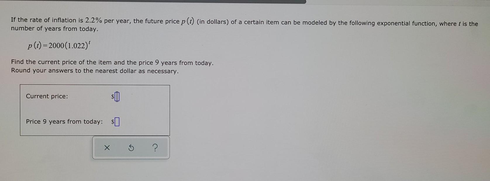 Solved If the rate of inflation is 2.2% per year, the future | Chegg.com