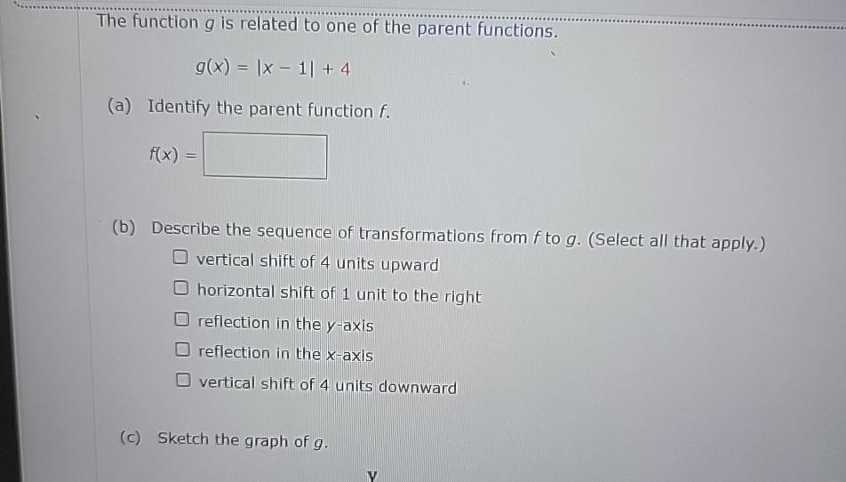 Solved The function g ﻿is related to one of the parent | Chegg.com