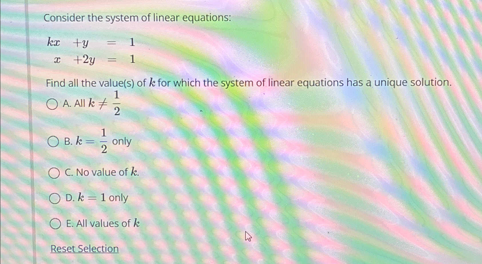 Solved Consider the system of linear | Chegg.com