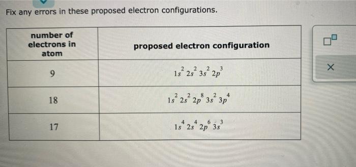 Solved Fix any errors in these proposed electron | Chegg.com