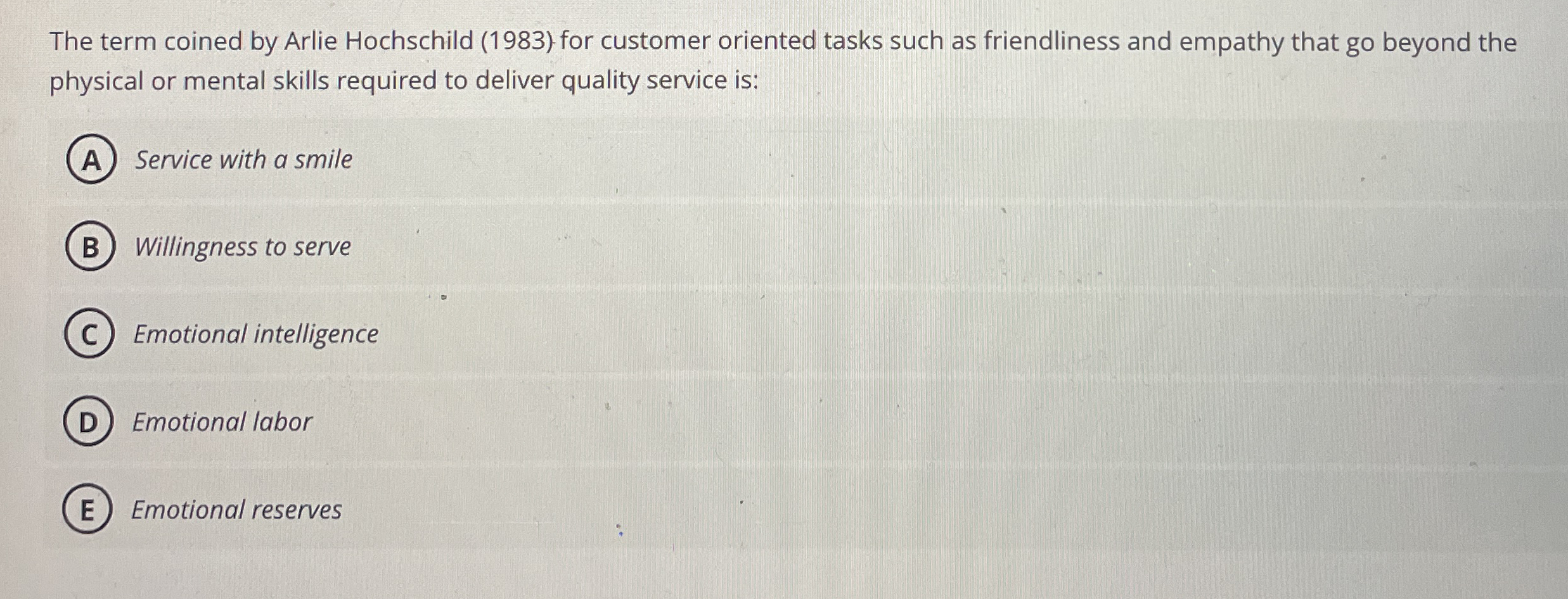 Solved The term coined by Arlie Hochschild (1983) ﻿for | Chegg.com