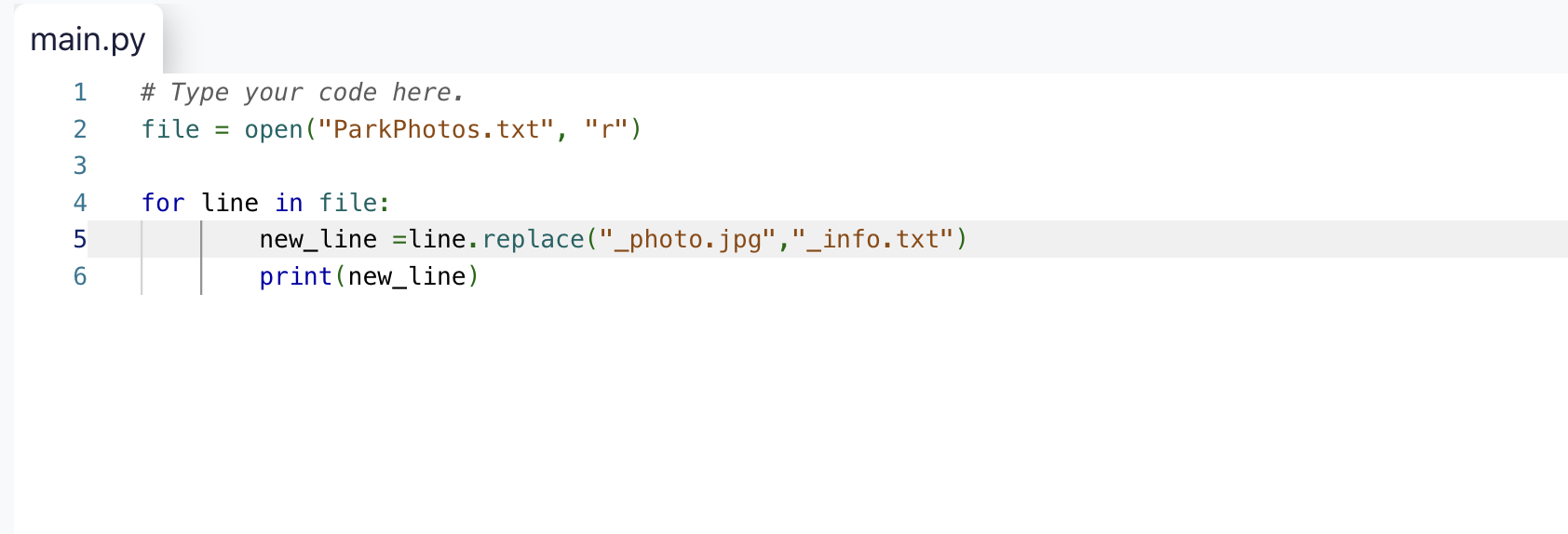 Solved main.py 1 ﻿# Type your code here. file = | Chegg.com