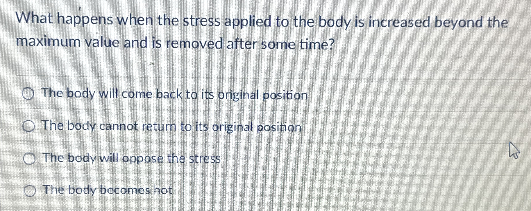 High Quality SOLUTION What happens when the stress applied to the body ...