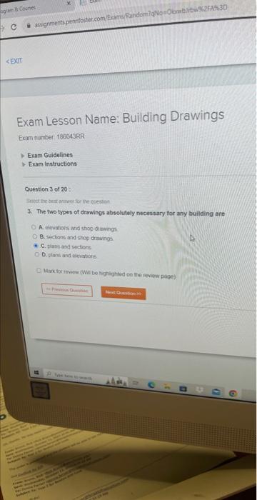 Solved Exam Lesson Name: Building Drawings Exam number | Chegg.com