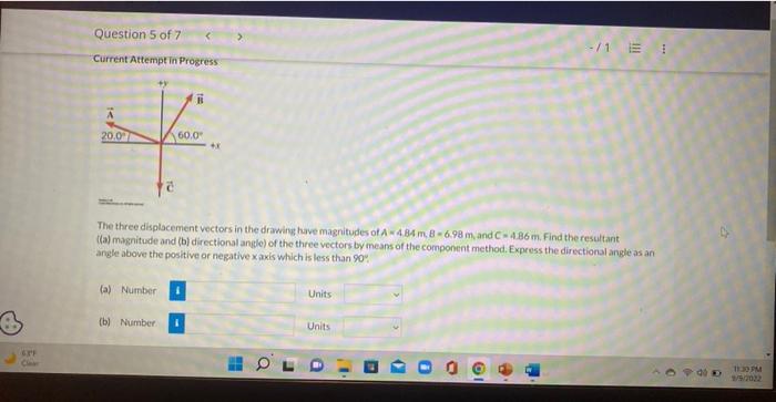 Solved Current Attempt in Progress The three displacement | Chegg.com