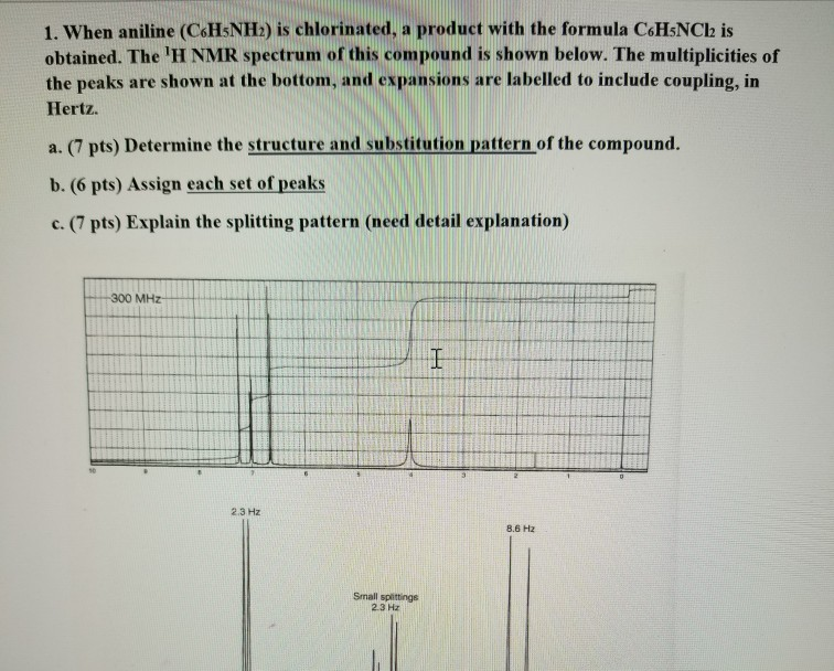 Solved 1. When aniline (C6H5NH2) is chlorinated, a product | Chegg.com