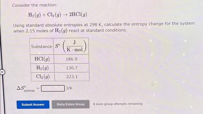 Solved Consider the reaction: H2(g)+Cl2(g)→2HCl(g) Using | Chegg.com