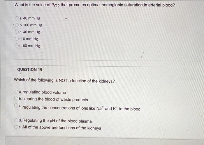Solved What is the value of Po2 that promotes optimal | Chegg.com