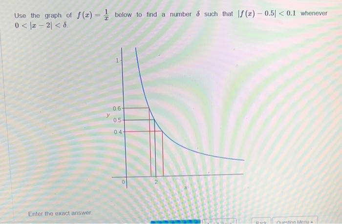 Solved Use the graph of f(x)=x1 below to find a number δ | Chegg.com