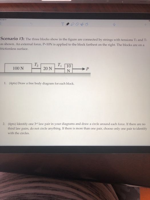 Solved Scenario #3: The three blocks show in the figure are | Chegg.com
