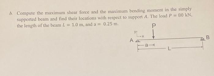 Solved b. Compute the maximum shear force and the maximum | Chegg.com
