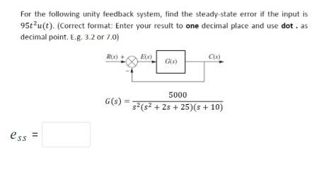 Solved For the following unity feedback system, find the | Chegg.com