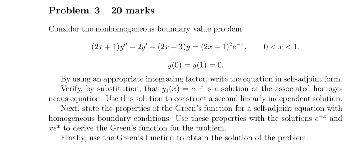 Solved Problem 320 ﻿marksConsider the nonhomogeneous | Chegg.com