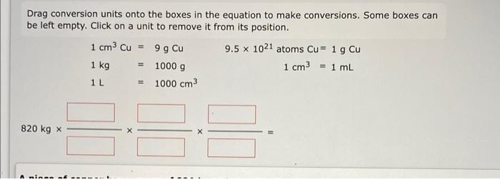 Solved Drag conversion units onto the boxes in the equation | Chegg.com