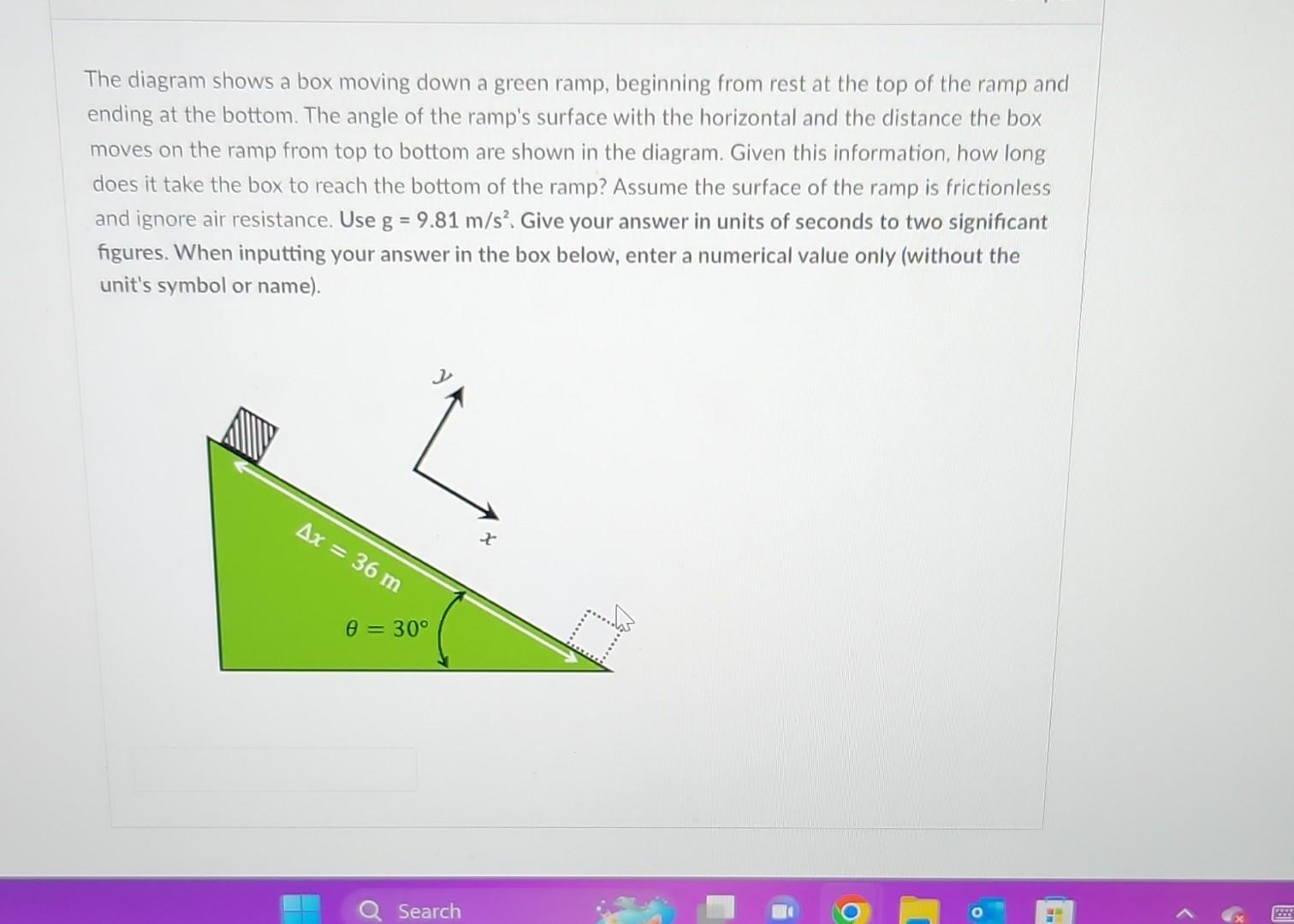 Solved The diagram shows a box moving down a green ramp, | Chegg.com