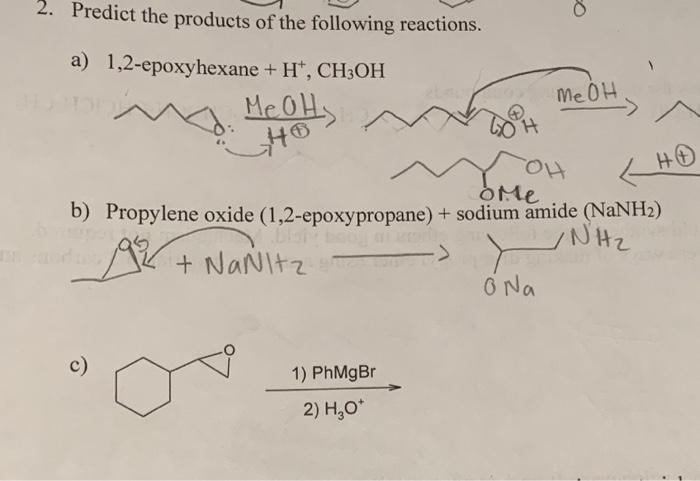 Solved 2. Predict the products of the following reactions. | Chegg.com