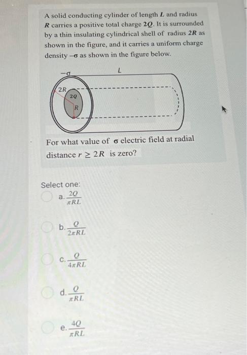 Solved A solid conducting cylinder of length L and radius R | Chegg.com