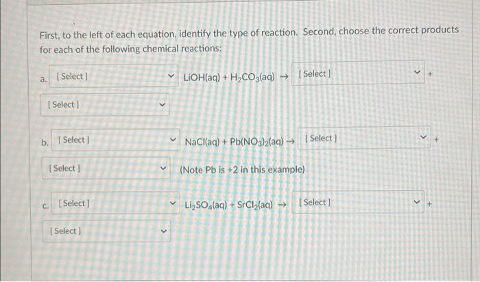 Solved First, to the left of each equation, identify the | Chegg.com