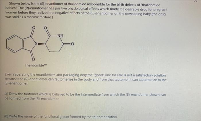 Solved 3 Shown below is the (S)-enantiomer of thalidomide | Chegg.com