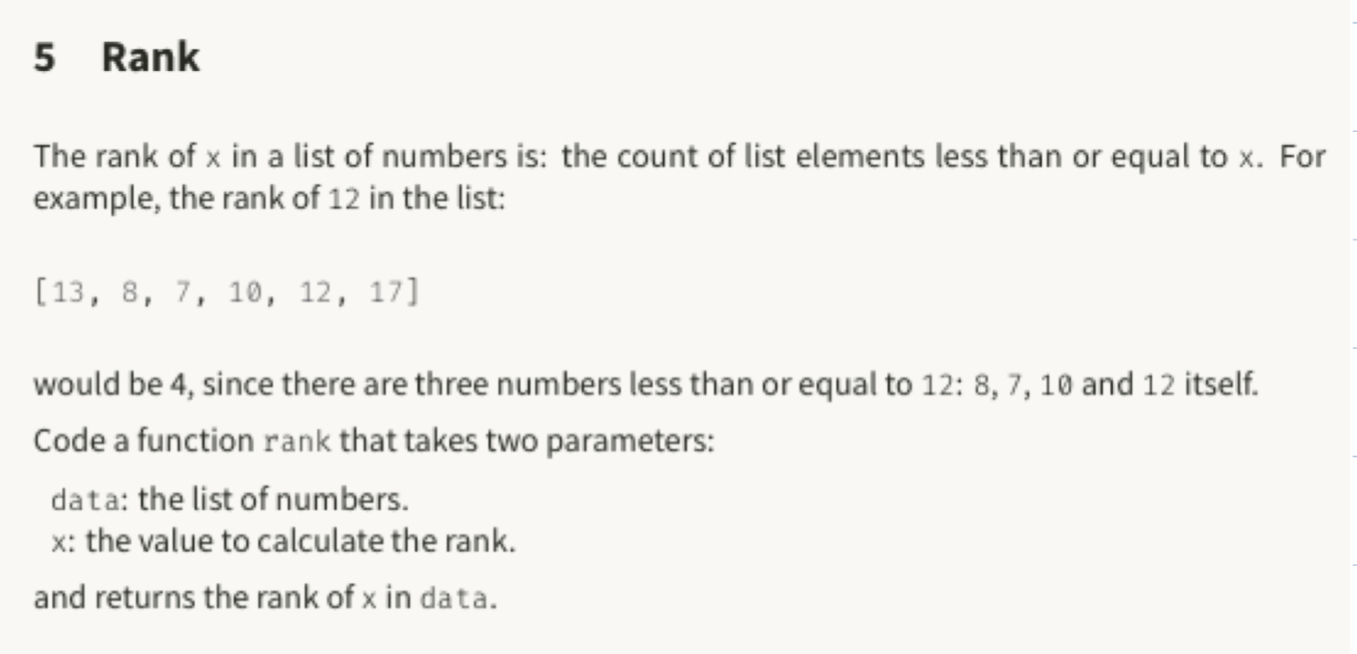 Solved 5 ﻿RankThe rank of x in a list of numbers is: the | Chegg.com